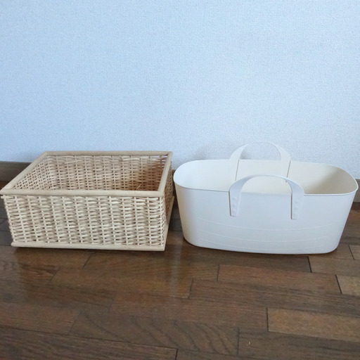 無印良品ブリ材長方形バスケット中16cm・スタックストーバケットLslim/10L (こまいぬ) 雑司が谷の生活雑貨の中古あげます・譲ります｜ジモティーで不用品の処分